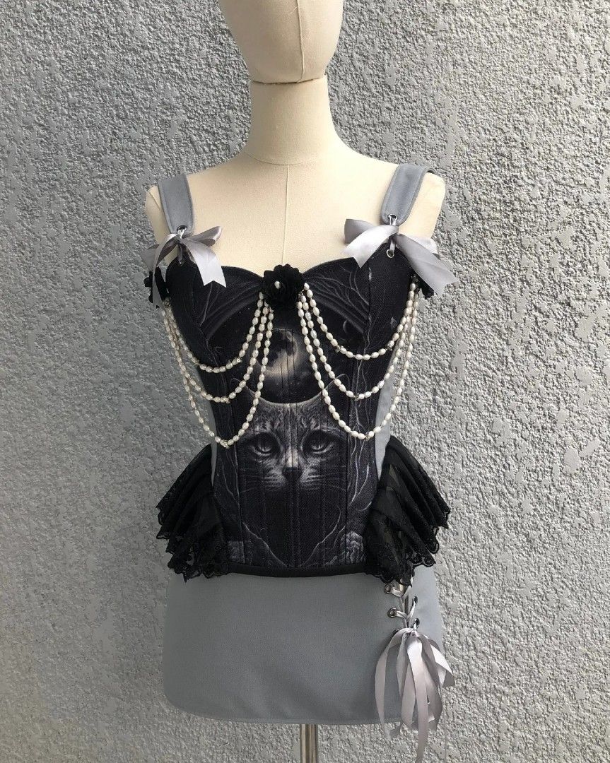 Bastet Greek Goddess corset top and mini matching skirt! on Carousell