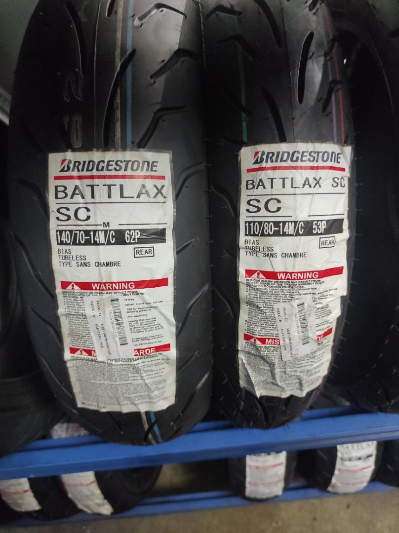 BRIDGESTONE BATTLAX SC 110/80-14 140/70-14, Motorcycles, Motorcycle ...
