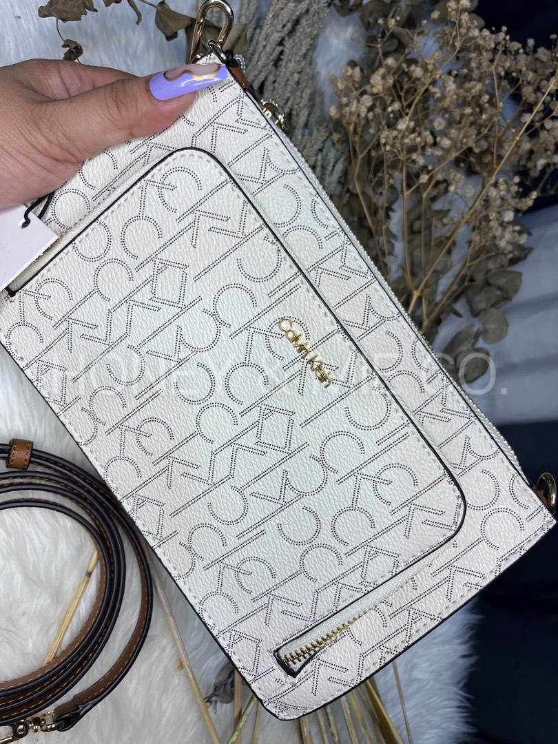 Calvin Klein Signature Canvas Leather Monogram Bag on Carousell