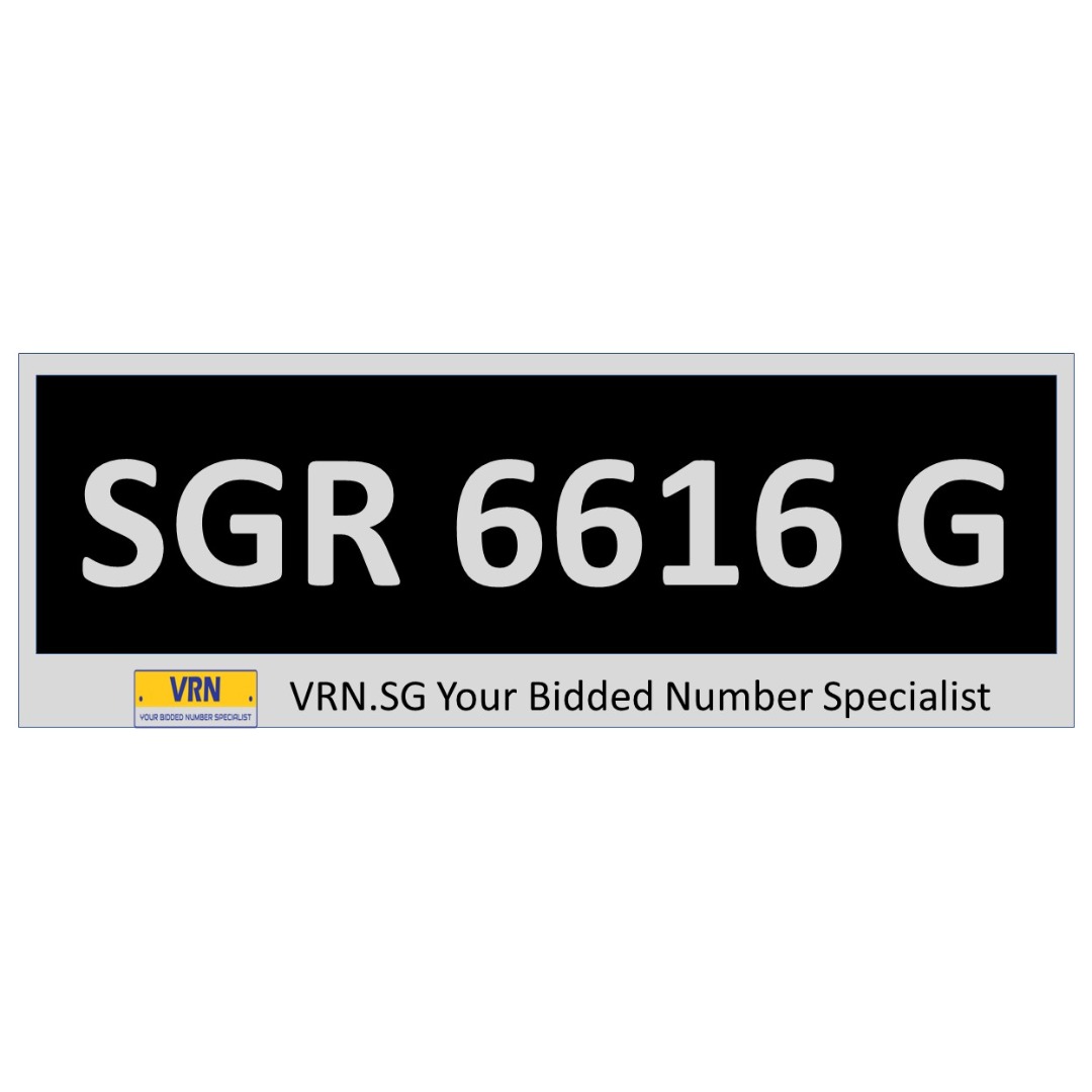 Car Number Plate for Sale: SGR 6616 G (SGR6616G), Car Accessories, Car ...
