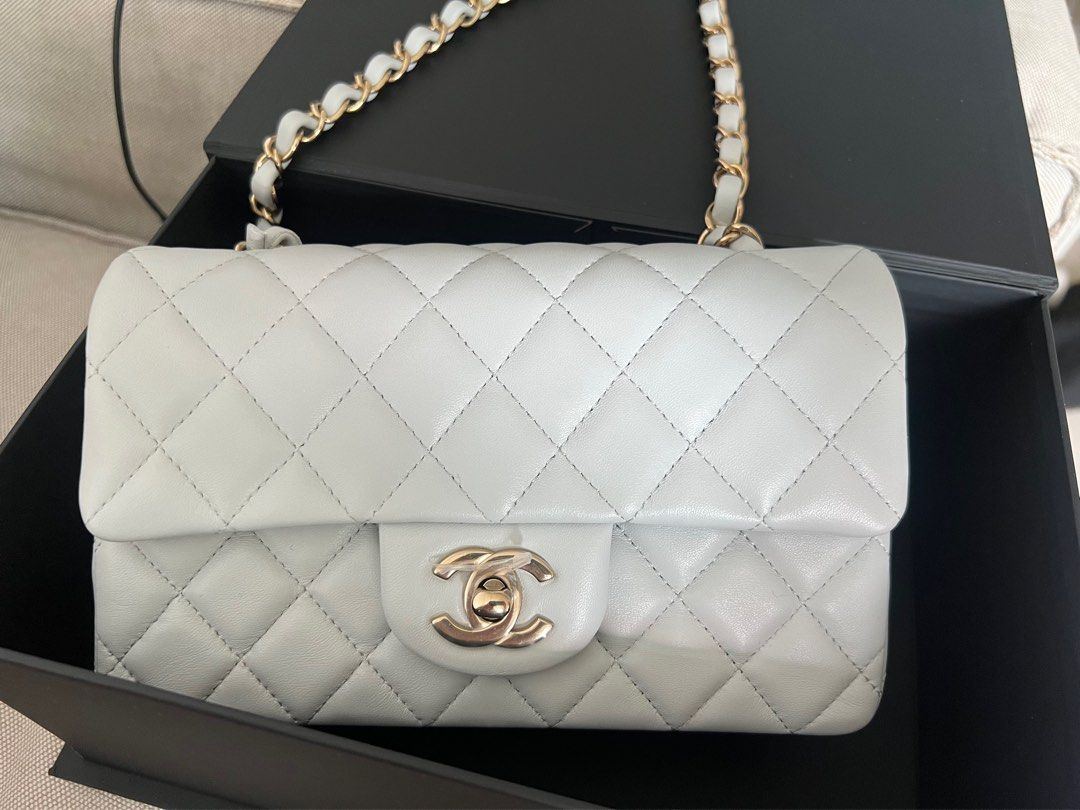Chanel - mini light blue, Luxury, Bags & Wallets on Carousell