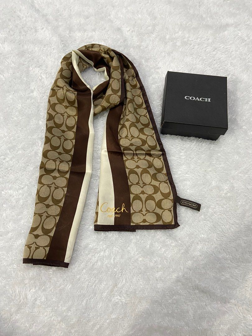 Coach signature twilly scarf, Fesyen Wanita, Aksesoris di Carousell