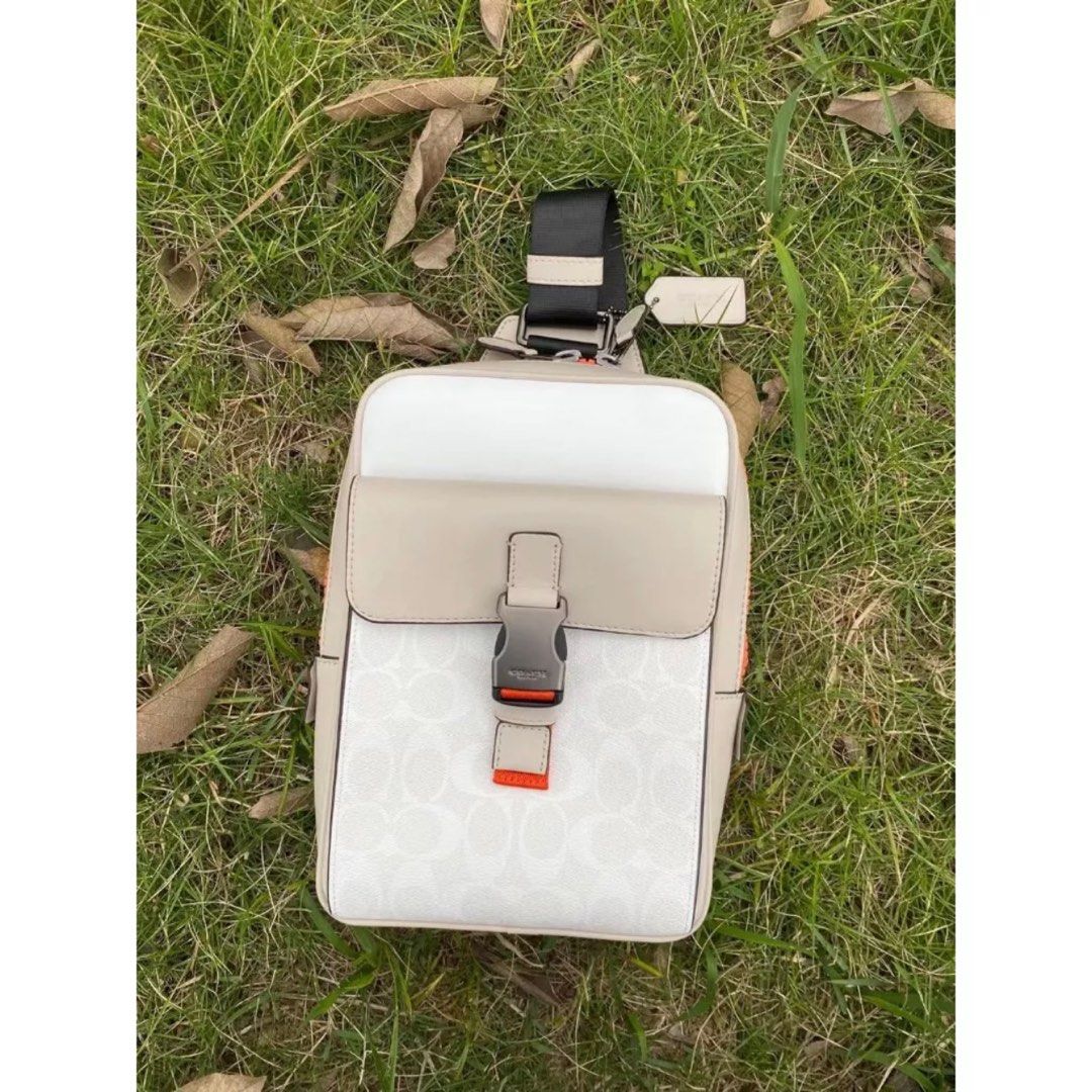 Coach Track Pack Bag in Signature Canvas with Patches, Men's Fashion ...