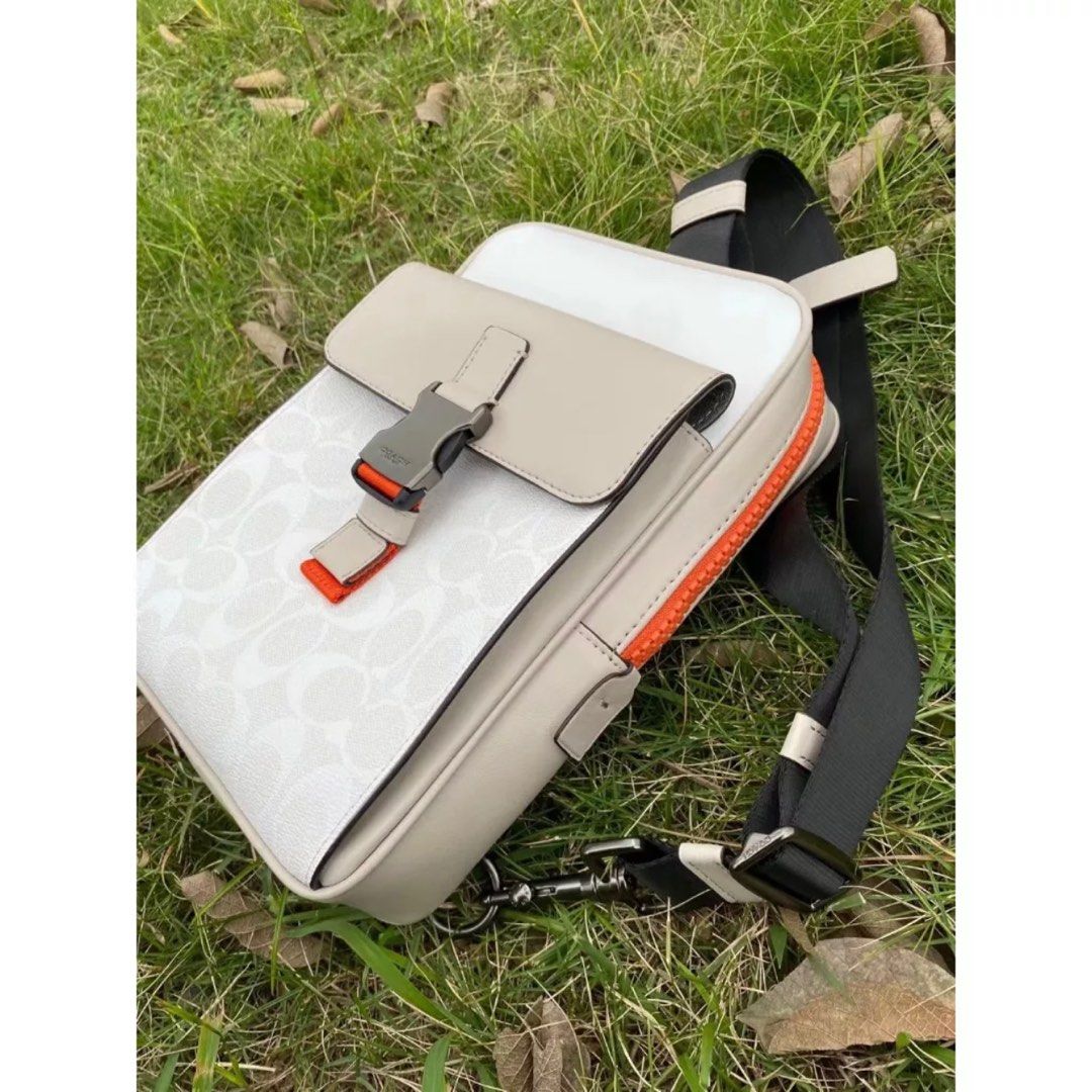 Coach Track Pack Bag in Signature Canvas with Patches, Men's Fashion ...