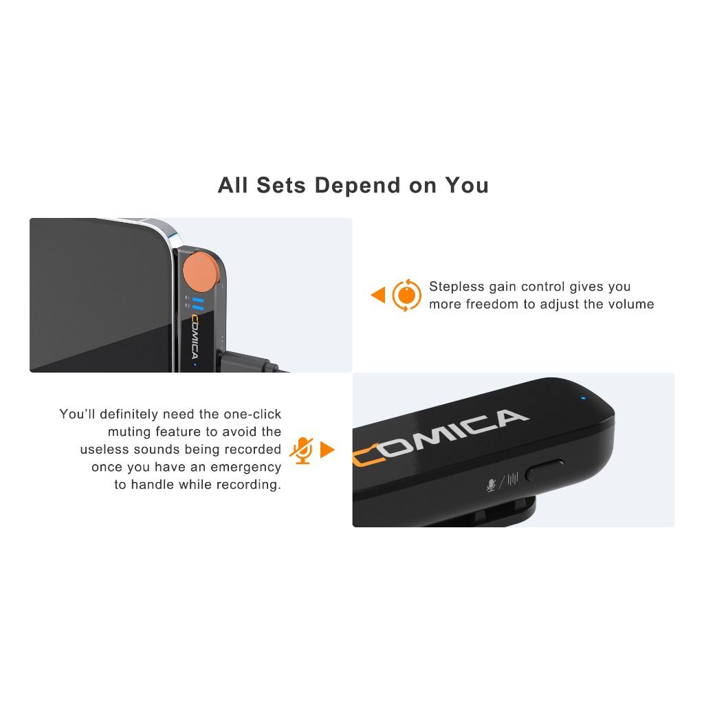 Comica Type C Vimo S UC / Lightning Vimo S MI 2.4G Dual-Channel Mini Wireless Microphone, Audio ...