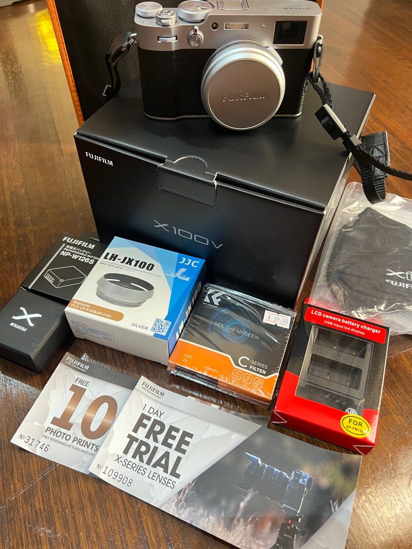 Fujifilm X100V in silver, Photography, Cameras on Carousell
