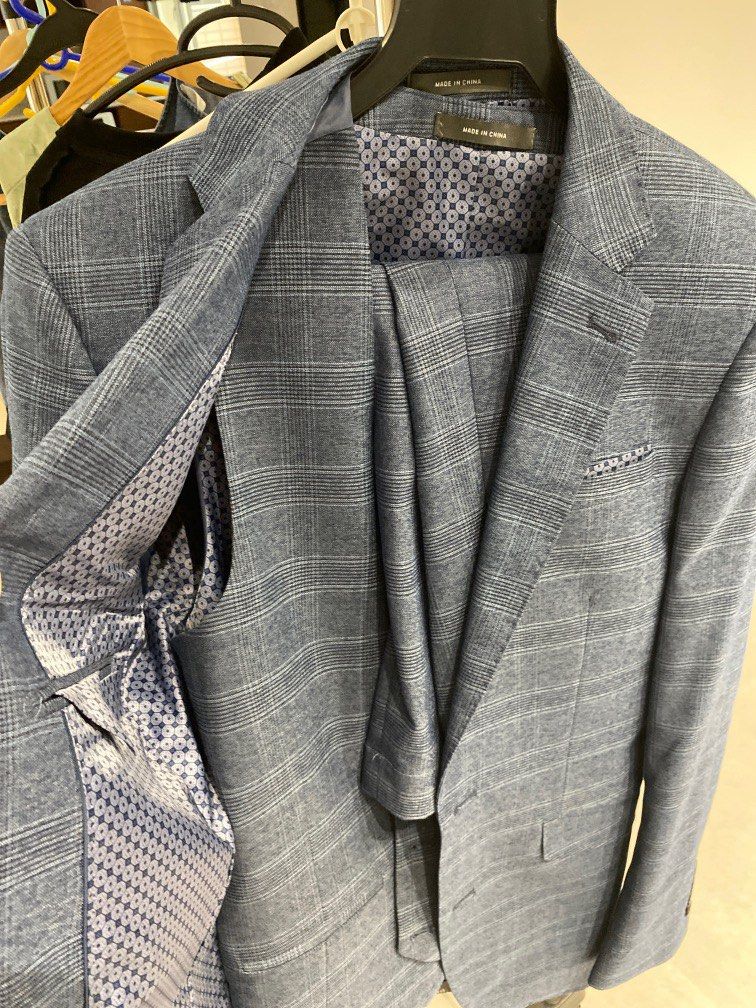 Full 3-pc suit (blue chequered), Men's Fashion, Coats, Jackets and ...