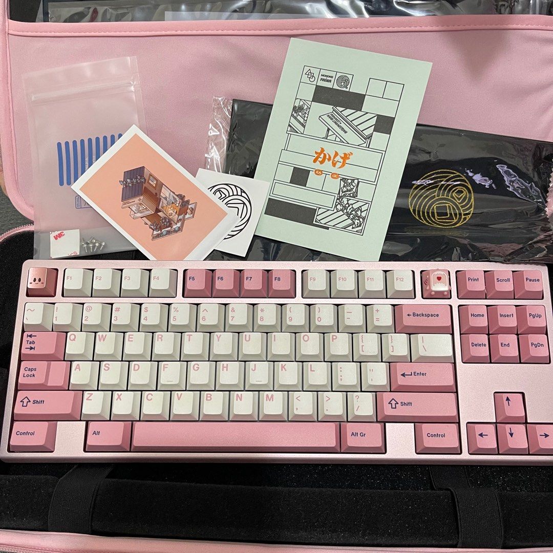 Hand engineering Kage pink wkl 80% custom keyboard built, 電腦＆科技, 電腦周邊及配件, 電腦鍵盤及相關產品 - Carousell