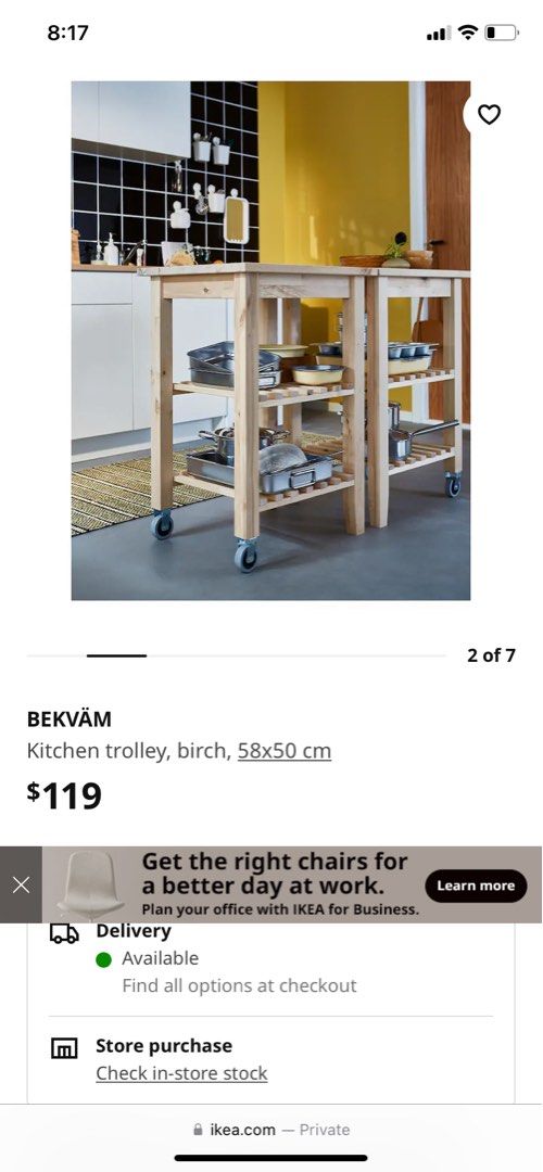 Ikea Bekvam Wooden Kitchen Trolley, Furniture & Home Living, Bathroom ...