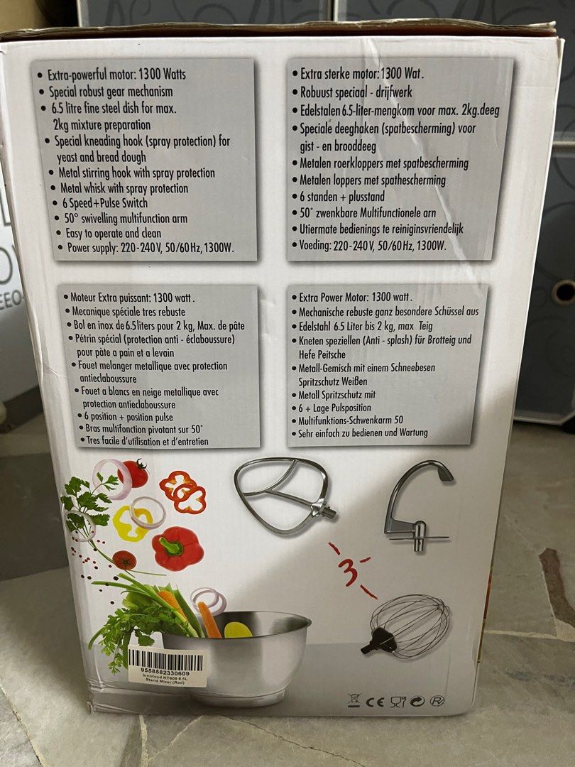 Innofood KT609 Stand Mixer 6.5 Liters (RED), TV & Home Appliances, Kitchen Appliances, Hand ...