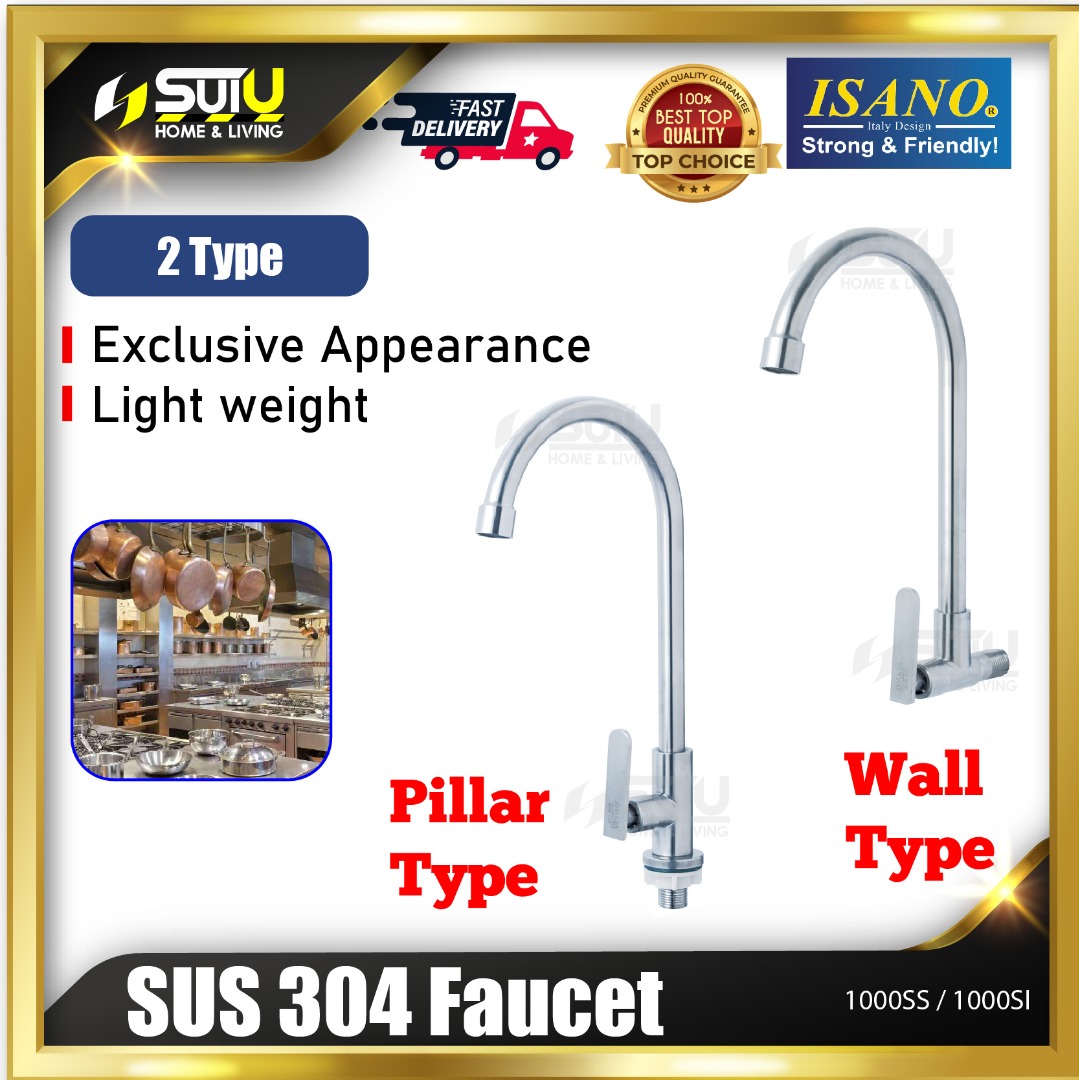 ISANO 1000SS / 1000SI SUS304 Stainless Steel Kitchen Faucet Wall ...