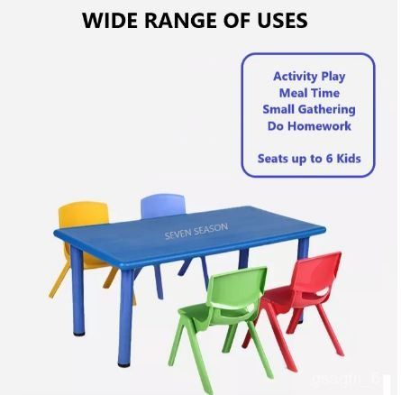 Kindergarten Rectangular Kid Study Table with Adjustable Table Height ...
