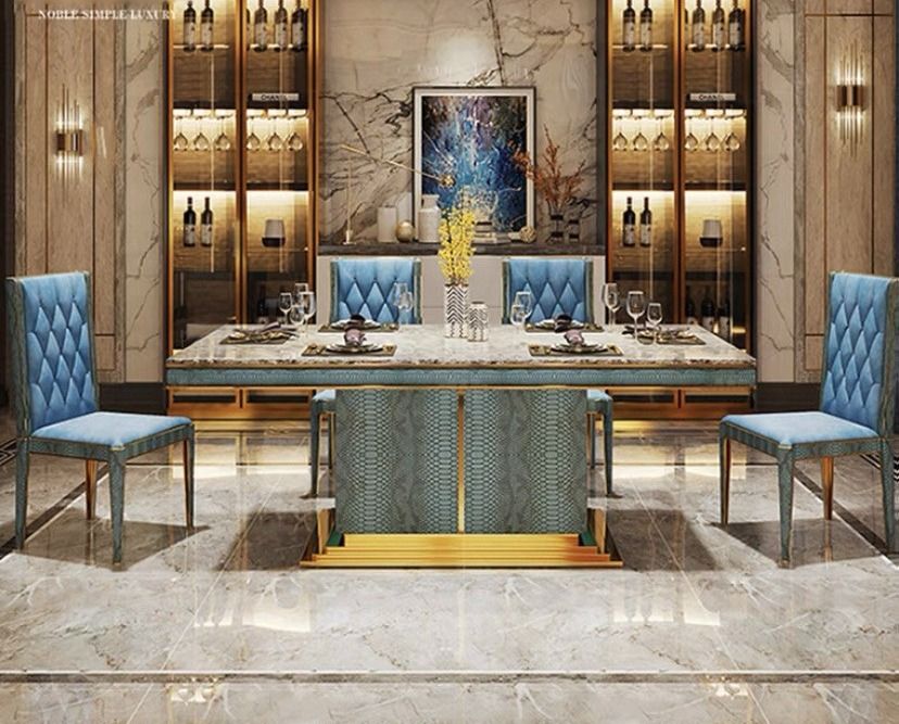 Light Luxury Marble Dining Table and Chair Collections, Italian Post ...