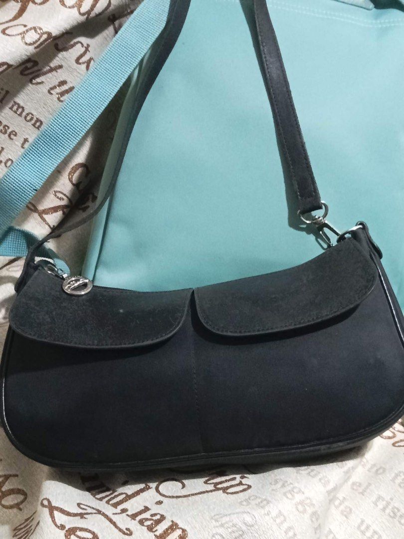SOLD! Longchamp Baguette pochette Nylon Bag with Two Leather Flaps not ...
