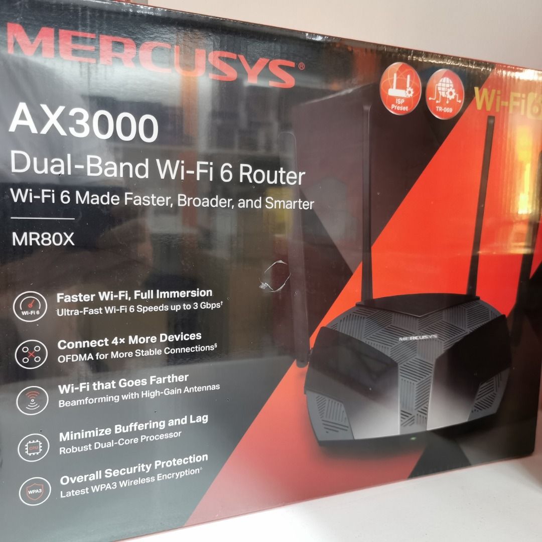 Mercusys MR80X AX3000 Wifi 6 Gigabit Router, Computers & Tech, Parts ...