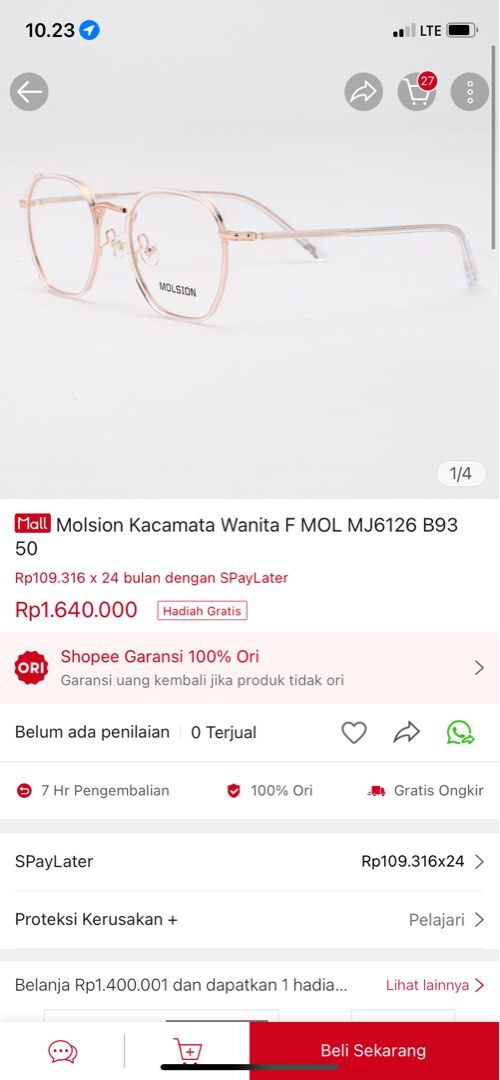 Frame kacamata korean style Molsion Rosegold Titanium Frame Kacamata ...