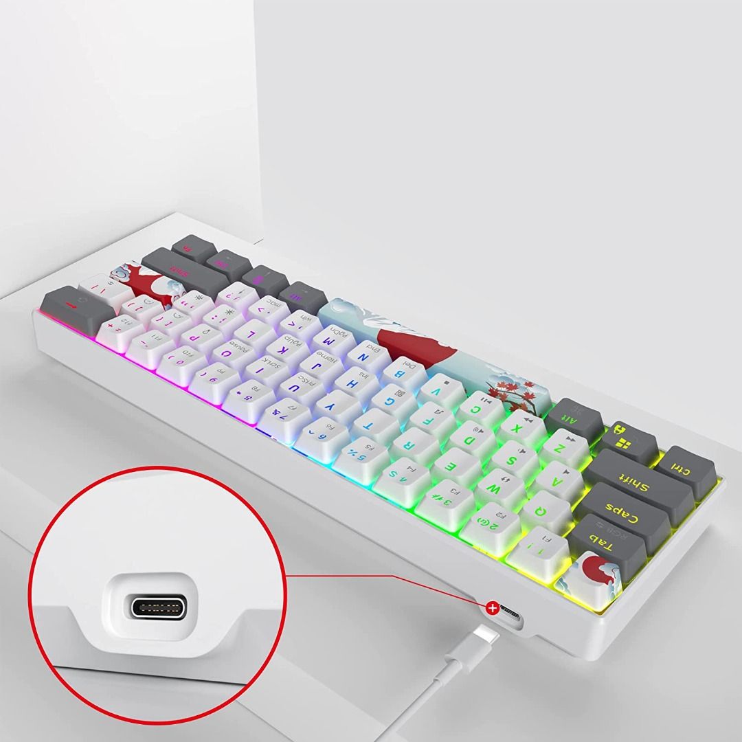Owpkeenthy RGB Mechanical Keyboard 60 Percent Red Switches, Ultra ...