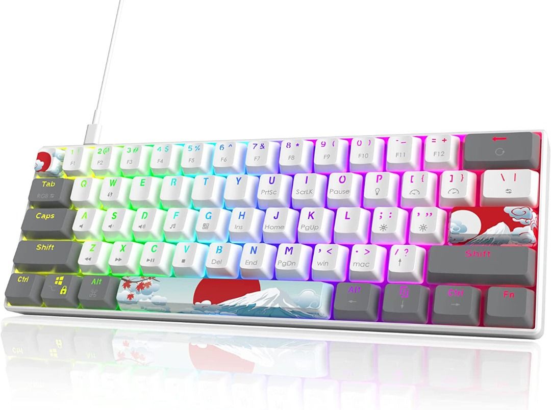 Owpkeenthy RGB Mechanical Keyboard 60 Percent Red Switches, Ultra ...
