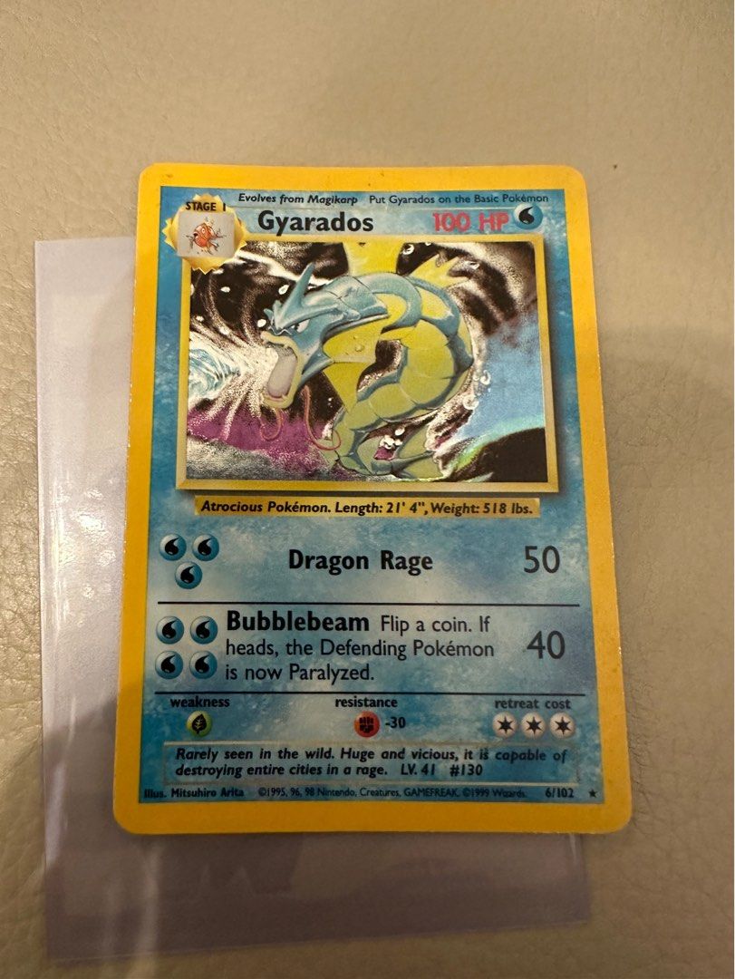 Pokemon Card Gyarados - Base Set (BS), 興趣及遊戲, 玩具 & 遊戲類 - Carousell