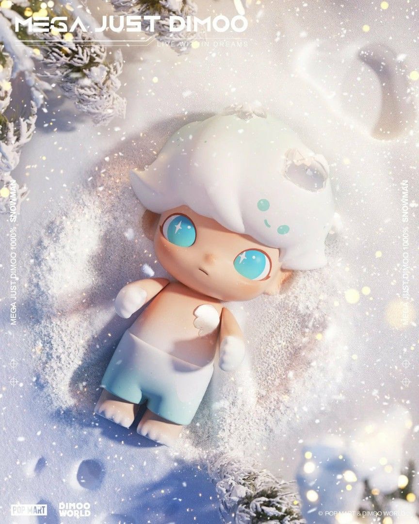 [POPMART] POPMART MEGA JUST DIMOO 1000% SNOWMAN FIGURINE, Hobbies ...