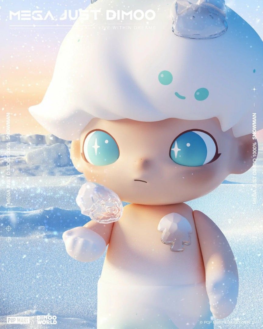 [POPMART] POPMART MEGA JUST DIMOO 1000% SNOWMAN FIGURINE, Hobbies ...