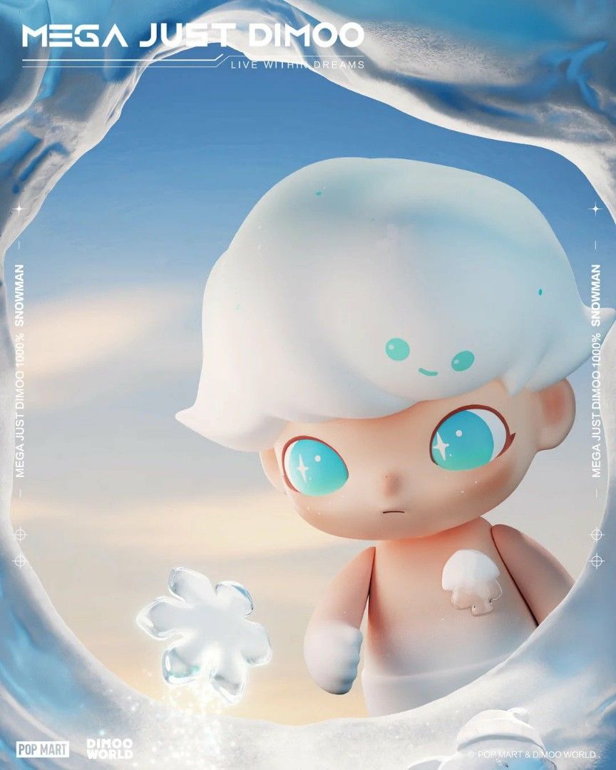 [POPMART] POPMART MEGA JUST DIMOO 1000% SNOWMAN FIGURINE, Hobbies ...