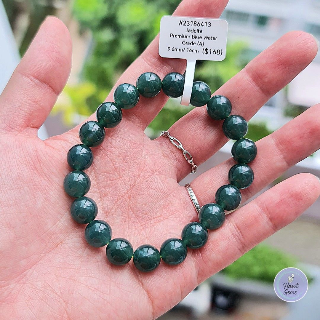 Premium Blue Water Jadeite Bracelet with Cert - Grade (A), Women's Fashion, Jewelry & Organisers ...