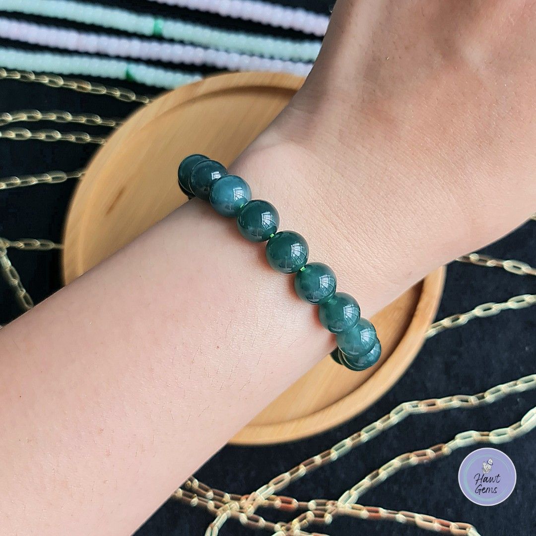 Premium Blue Water Jadeite Bracelet with Cert - Grade (A), Women's ...