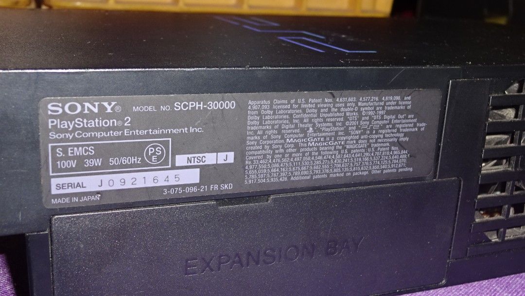 Ps2 PHAT Gaming Console Black Unit only scph-30000 japan 110v orig box ...