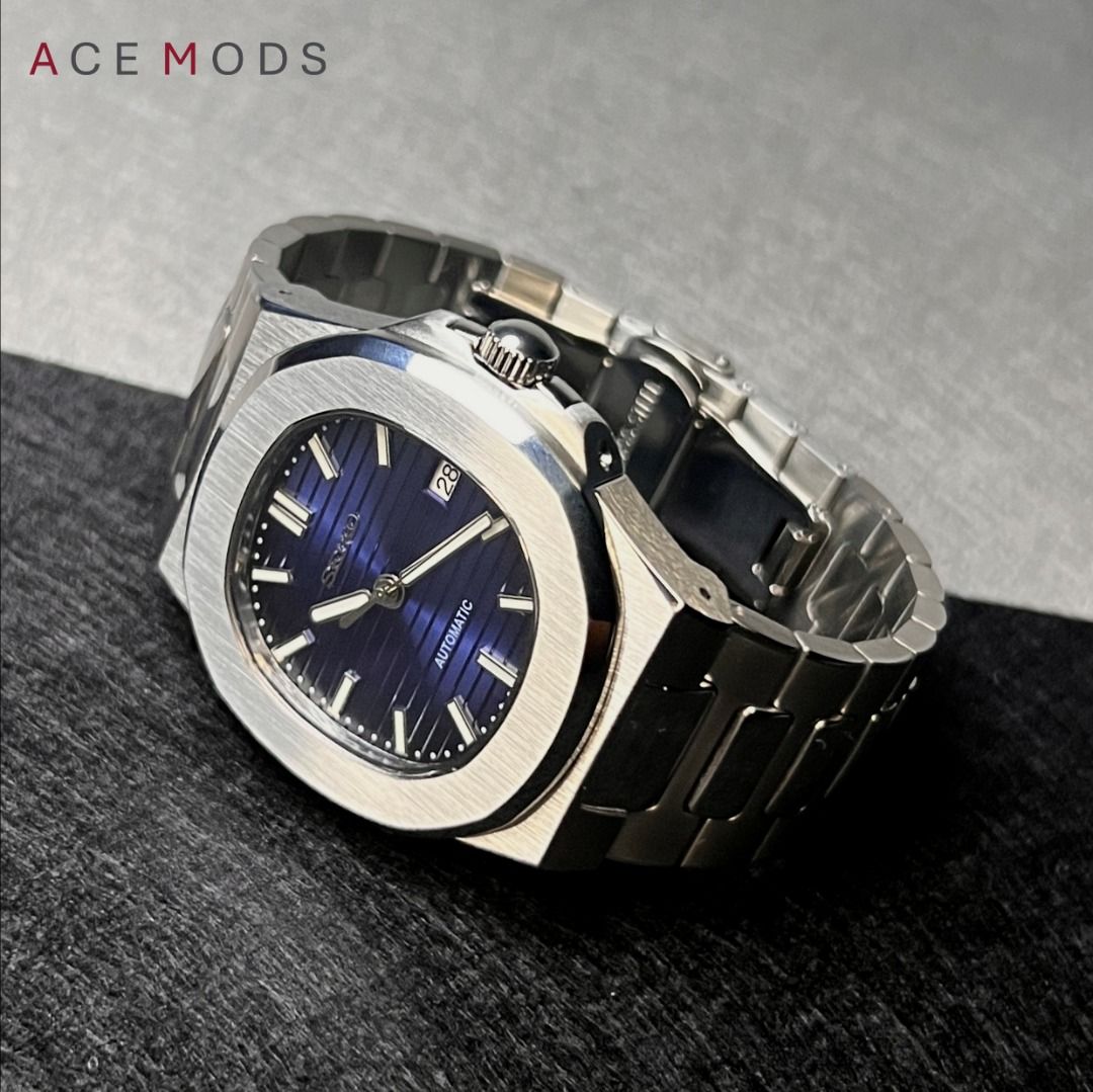 Seiko Mod Nautilus Blue Black Dial, Men's Fashion, Watches ...