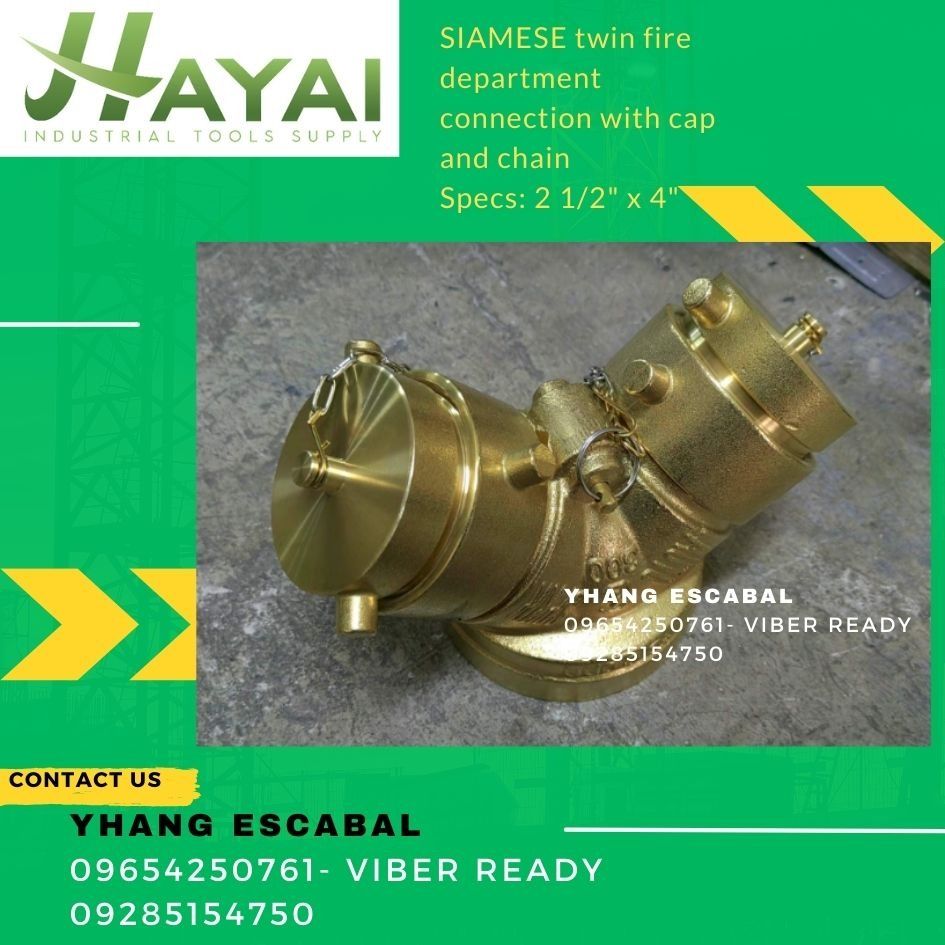 SIAMESE twin fire department connection with cap and chain, Commercial ...