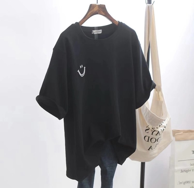 Smiley face black oversized tee-yes trades, Women's Fashion, Tops ...