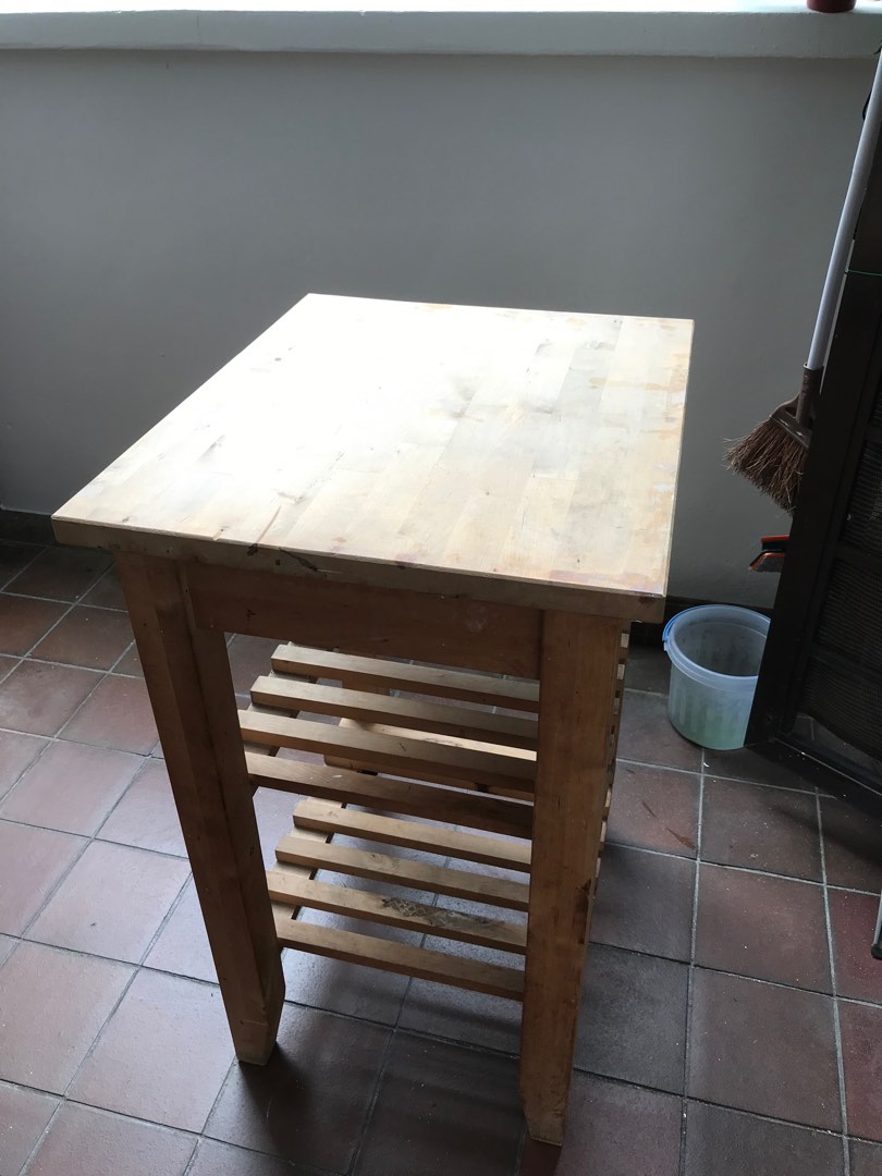 Solid Wooden utility table (IKEA), Furniture & Home Living, Furniture ...