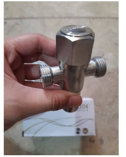 SUS304 Stainless Three Way Angle Valve 3 Way Angle Valve Bidet Watercloset Stainless Steel 1/2x1 ...