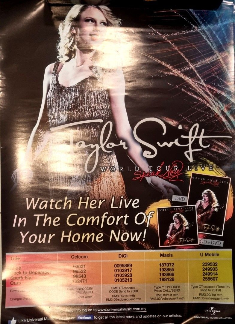 Taylor Swift Official Poster, Hobbies & Toys, Collectibles ...
