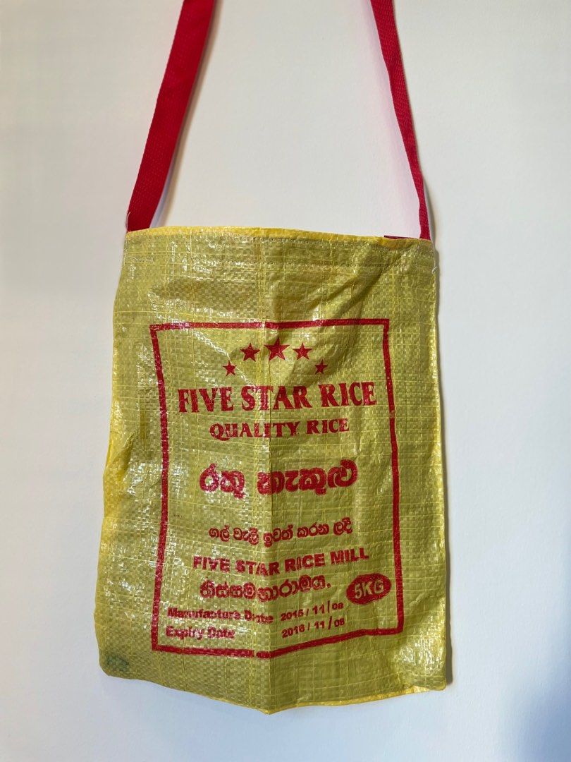 Thrifted upcycled rice sack satchel / crossbody / tote bag / reusable ...