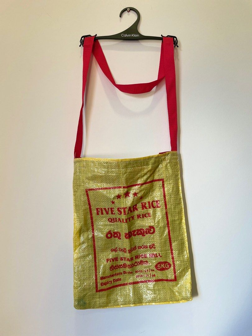 Thrifted upcycled rice sack satchel / crossbody / tote bag / reusable ...