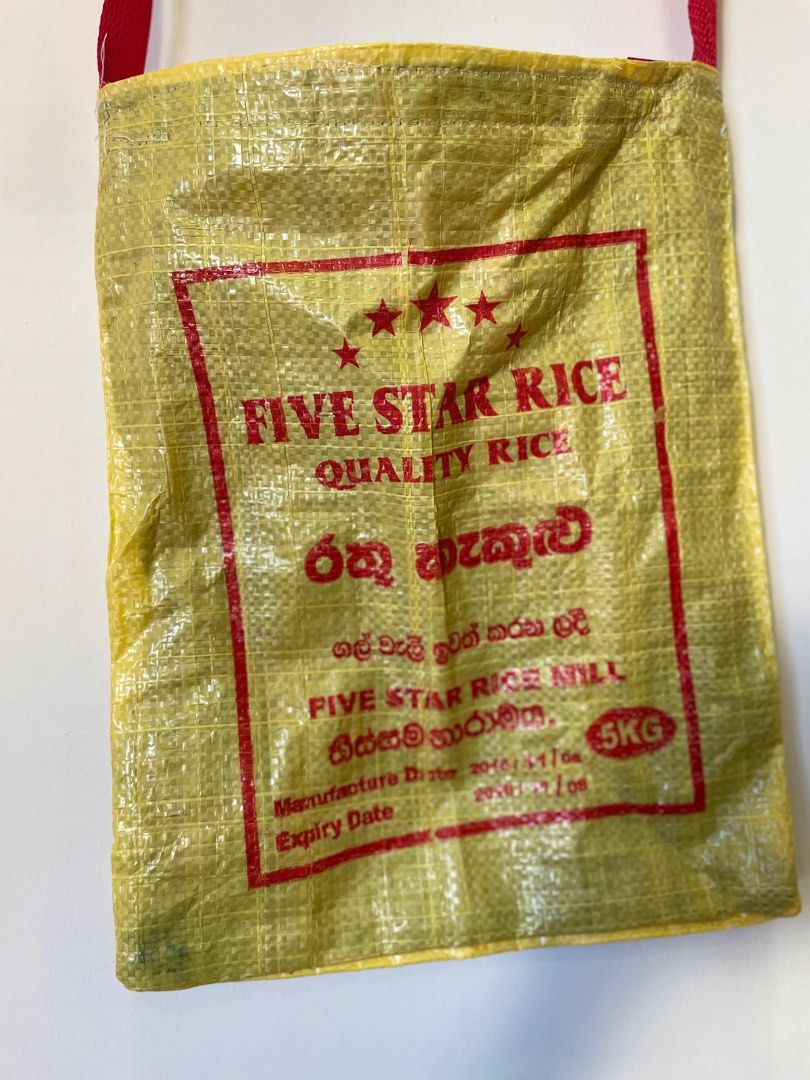 Thrifted upcycled rice sack satchel / crossbody / tote bag / reusable ...