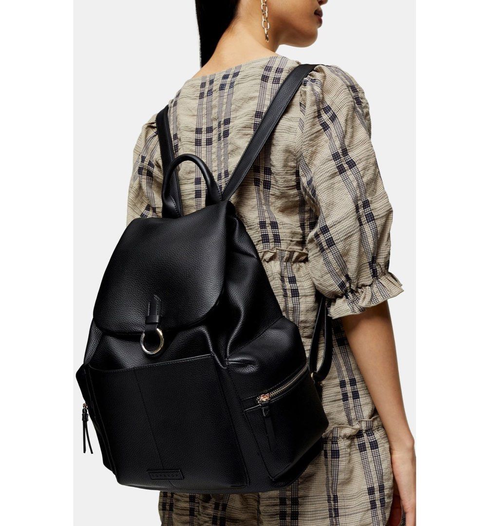 Topshop Betty Faux Leather Backpack (Black), Women's Fashion, Bags ...