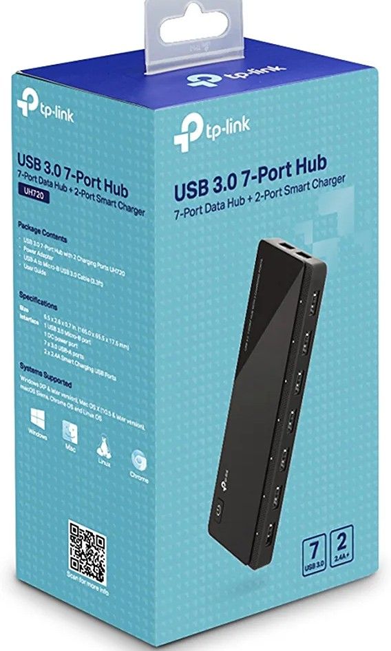 TP Link UH720 USB 3.0 7 Port Hub with 2 Charging Ports Speeds 5Gbps ...
