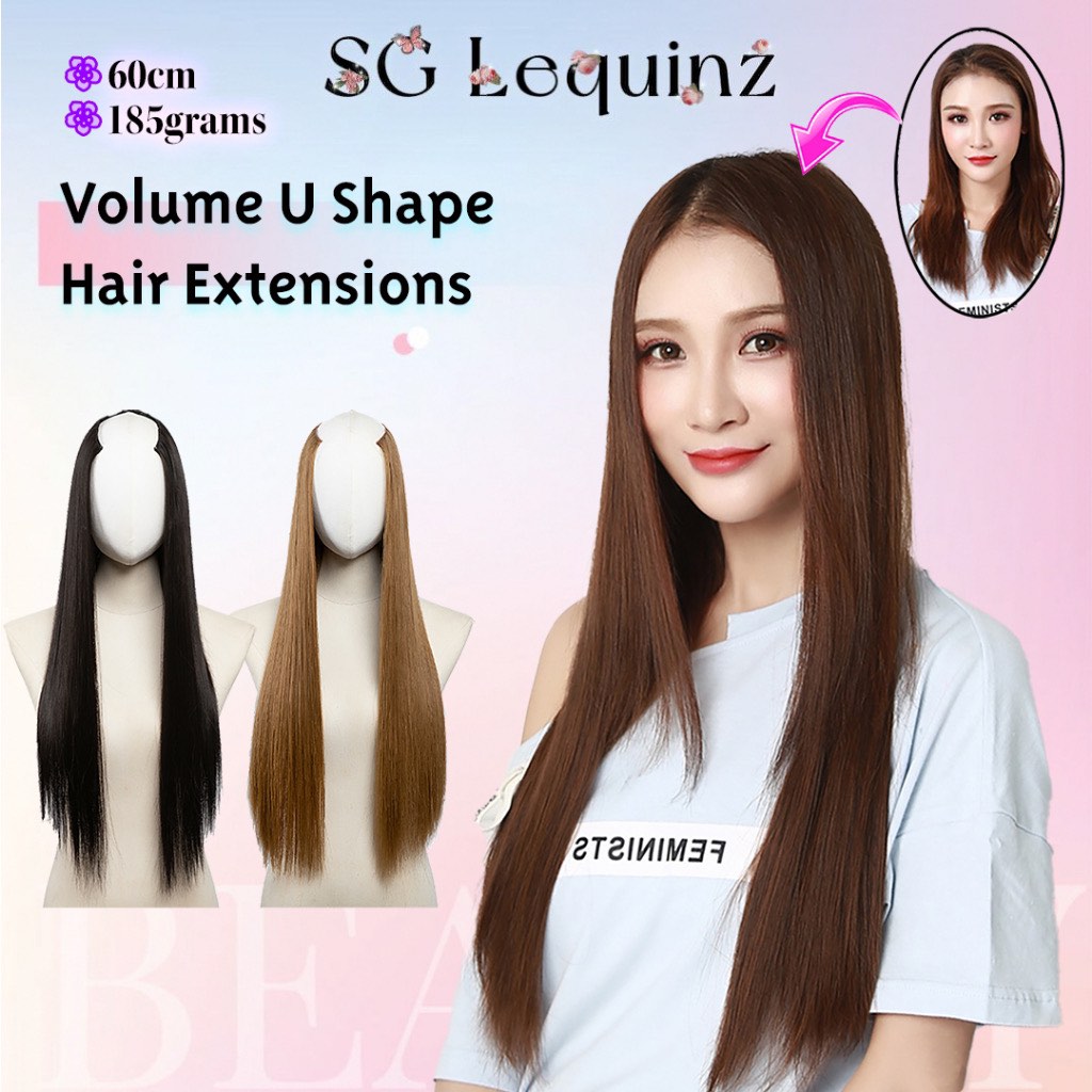 Volume U Wig Clip In Hair Extensions Smooth Long Straight 60cm, Beauty & Personal Care, Hair on ...