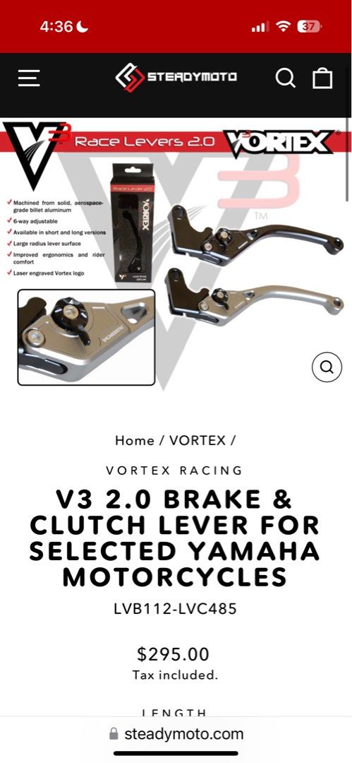 Vortex v3 2.0 Titanium Shorty Levers T7 Tenere 700 yamaha, Motorcycles ...