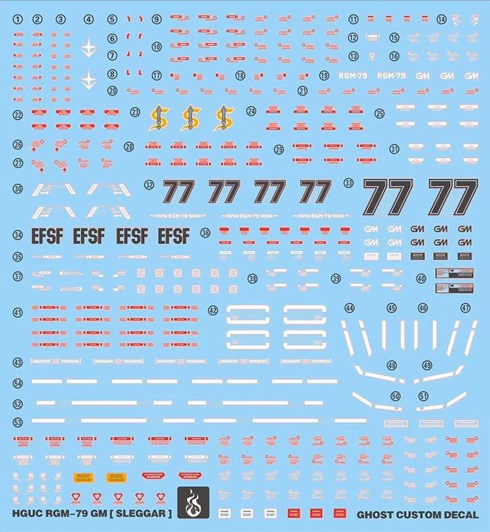 [Yan] HG GM RGM 79 (Sleggar) Gundam (G Rework Ver.) Ghost Custom Fluorescent Waterslide Decal 1/ ...