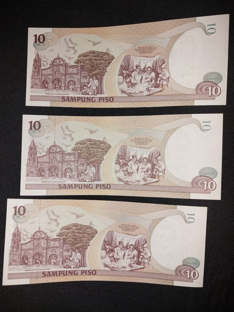 10 piso 10 pesos notes Mabini Bonifacio series, Hobbies & Toys ...