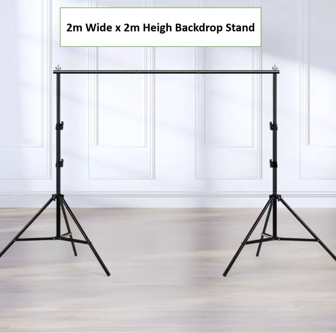 2m x 2m Studio Backdrop Stand + 2m x 3.2m Green Screen Studio Backdrop ...