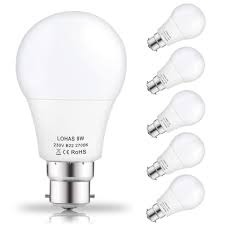 (5 Pack) B22 LED Bayonet Light Bulbs, 810lm, LOHAS 9Watt A60 B22 LED ...