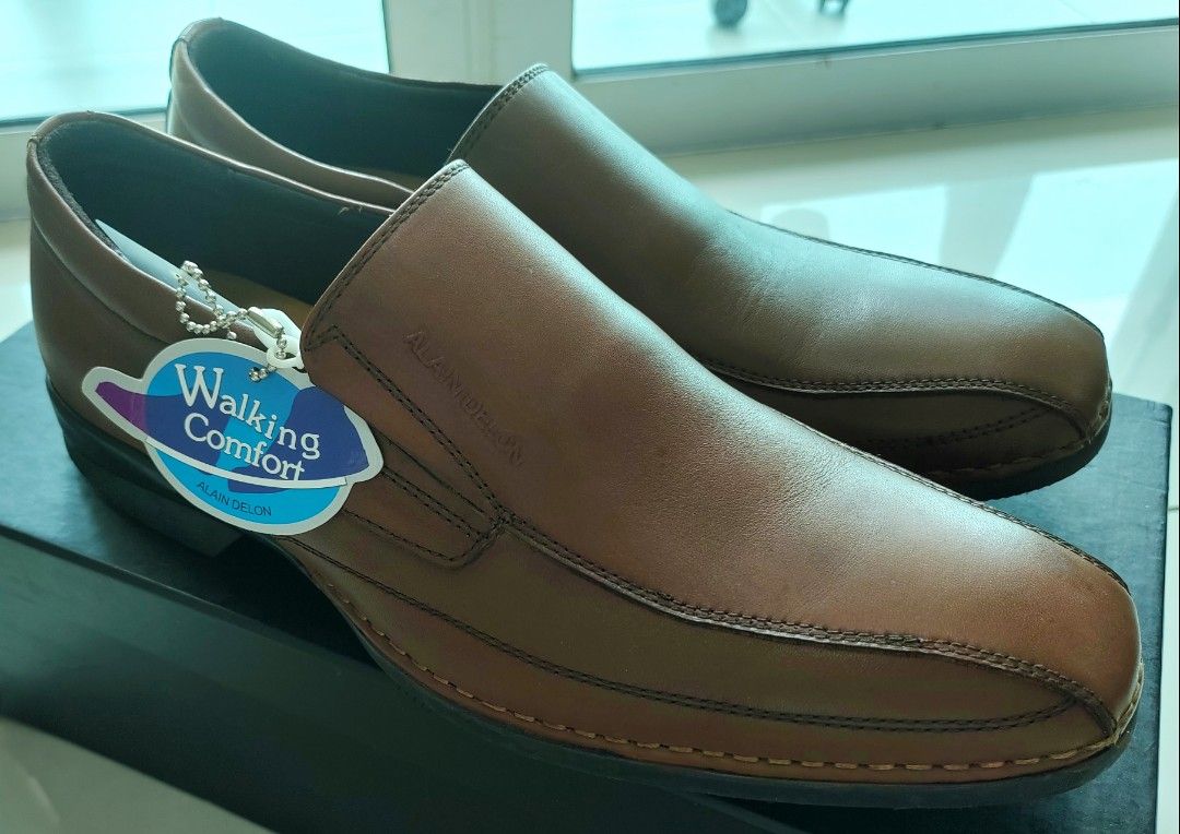Alain Delon Leather Slip on Tan UK6, Men's Fashion, Footwear, Dress ...