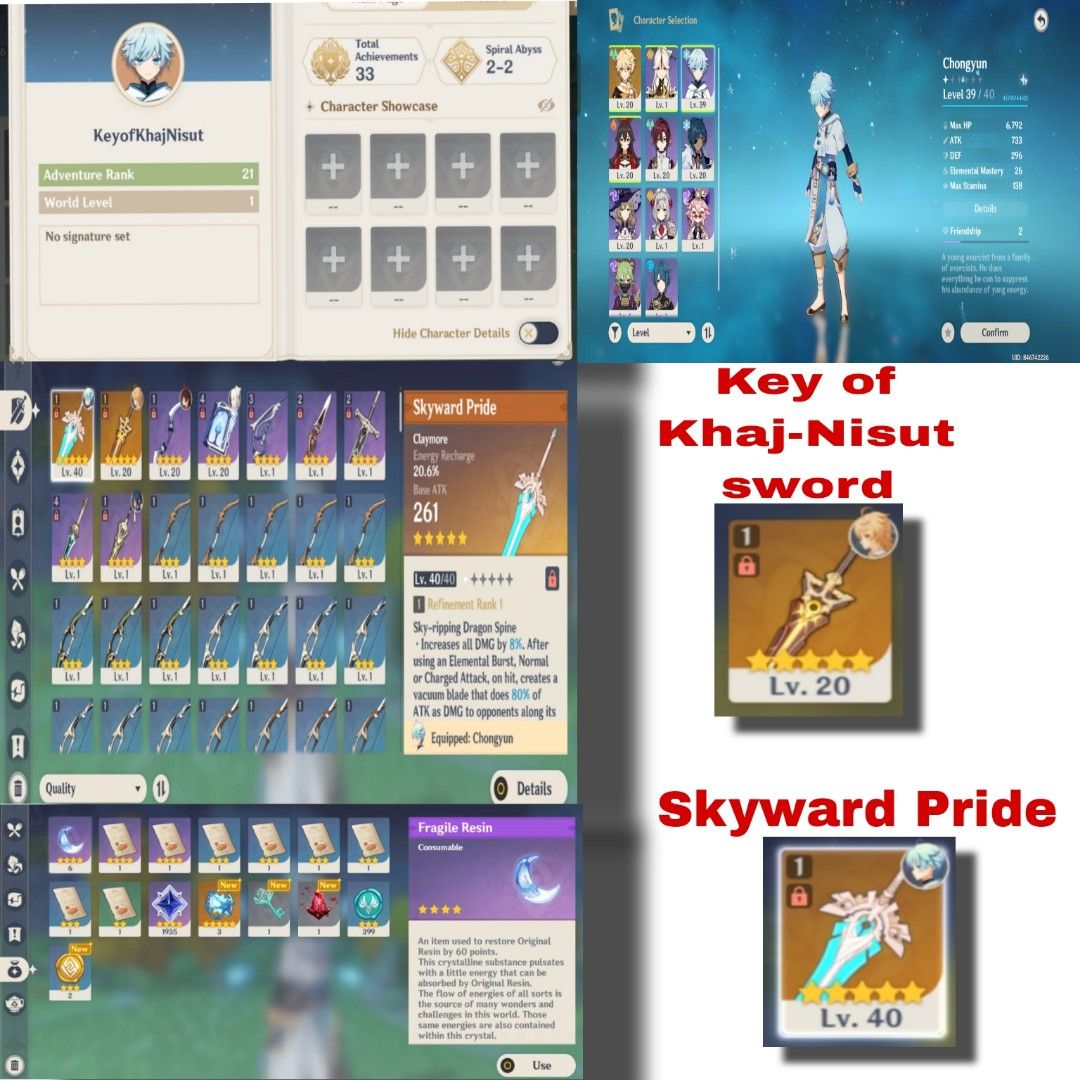 AR 21 with Two 5 Star Weapon Skyward Blade & Nilou Sig. Weapon Key of ...