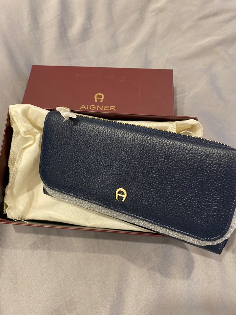Authentic Aigner long wallet, Luxury, Bags & Wallets on Carousell