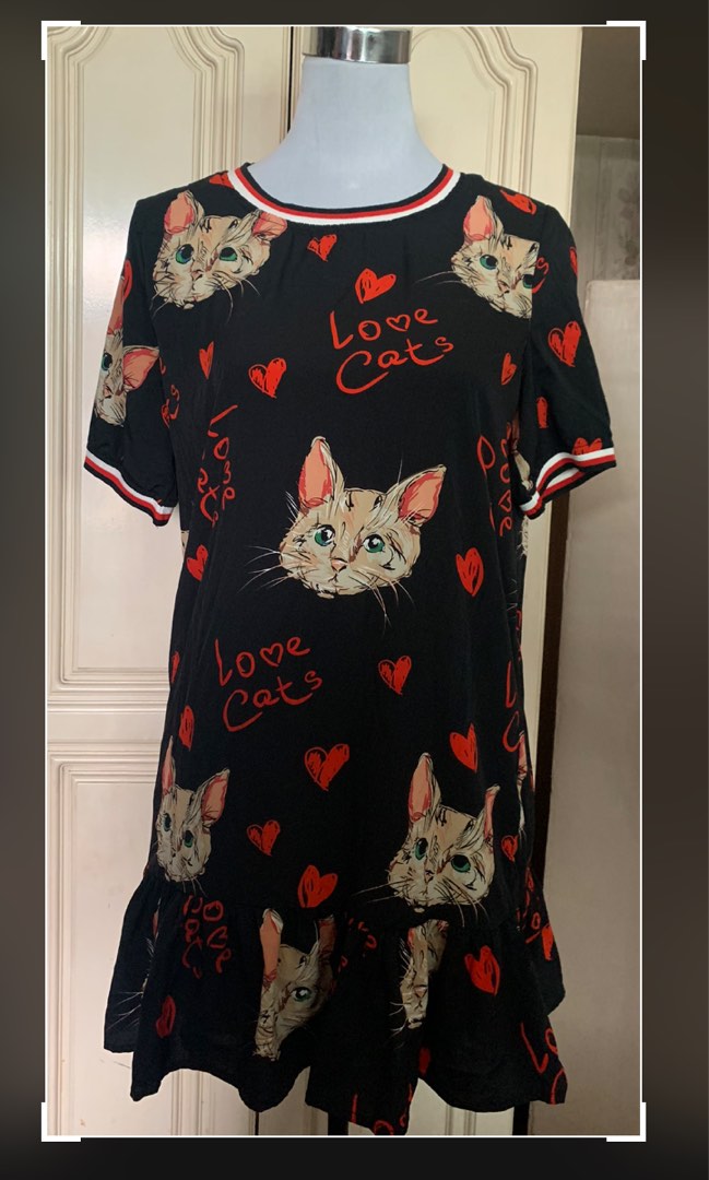 Black Cat Design Dress, Women's Fashion, Dresses & Sets, Dresses on ...